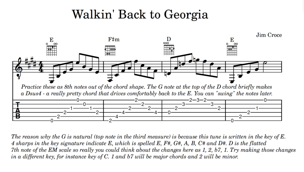 how to play walking back to georgia